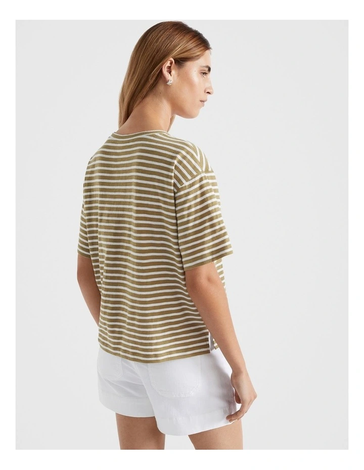 Seed Heritage Stripe Boxy Tee in Pistachio | MYER