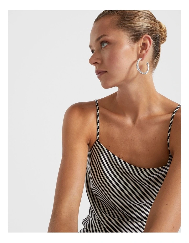 Seed Heritage Diagonal Slip Dress in Black Stripe | MYER