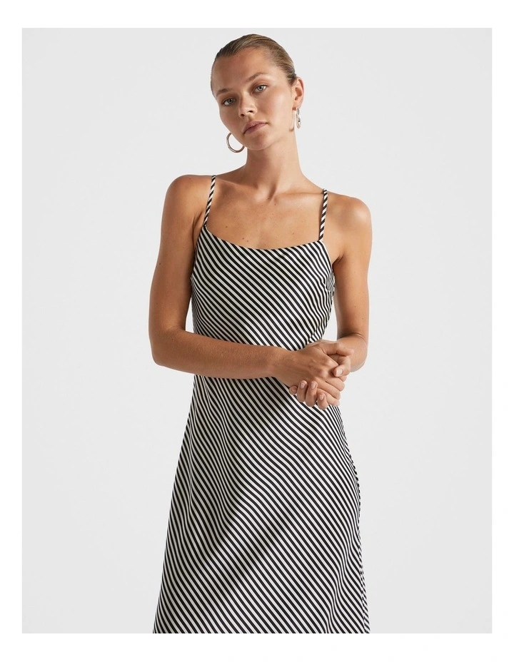 Seed Heritage Diagonal Slip Dress in Black Stripe | MYER