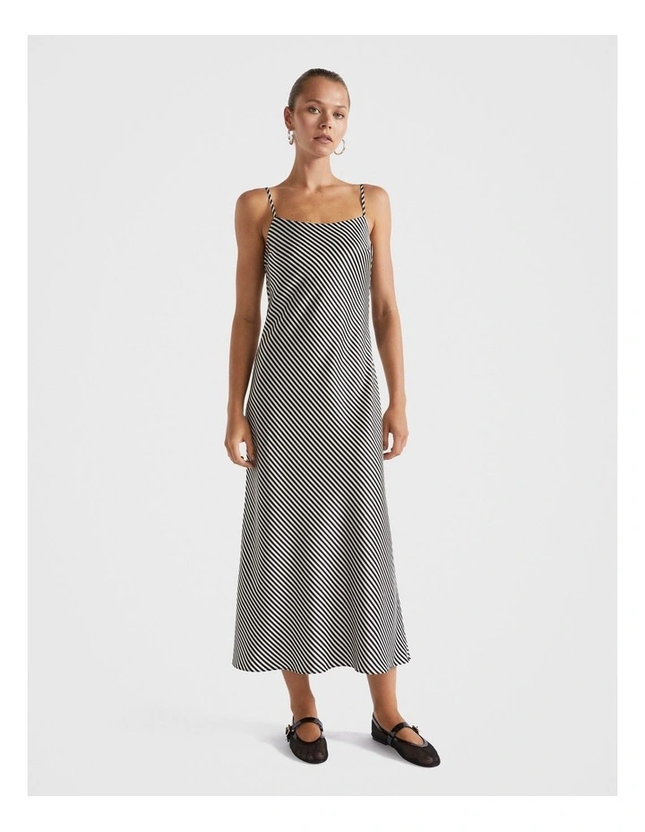 Seed Heritage Diagonal Slip Dress in Black Stripe | MYER
