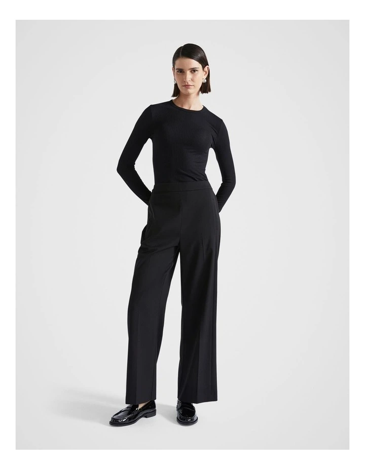 Seed Heritage Core Rib Crew Top In Black Myer