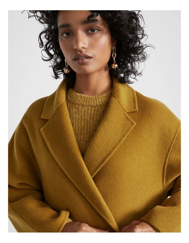Seed Heritage Wool Blend Classic Coat in Honey Gold | MYER