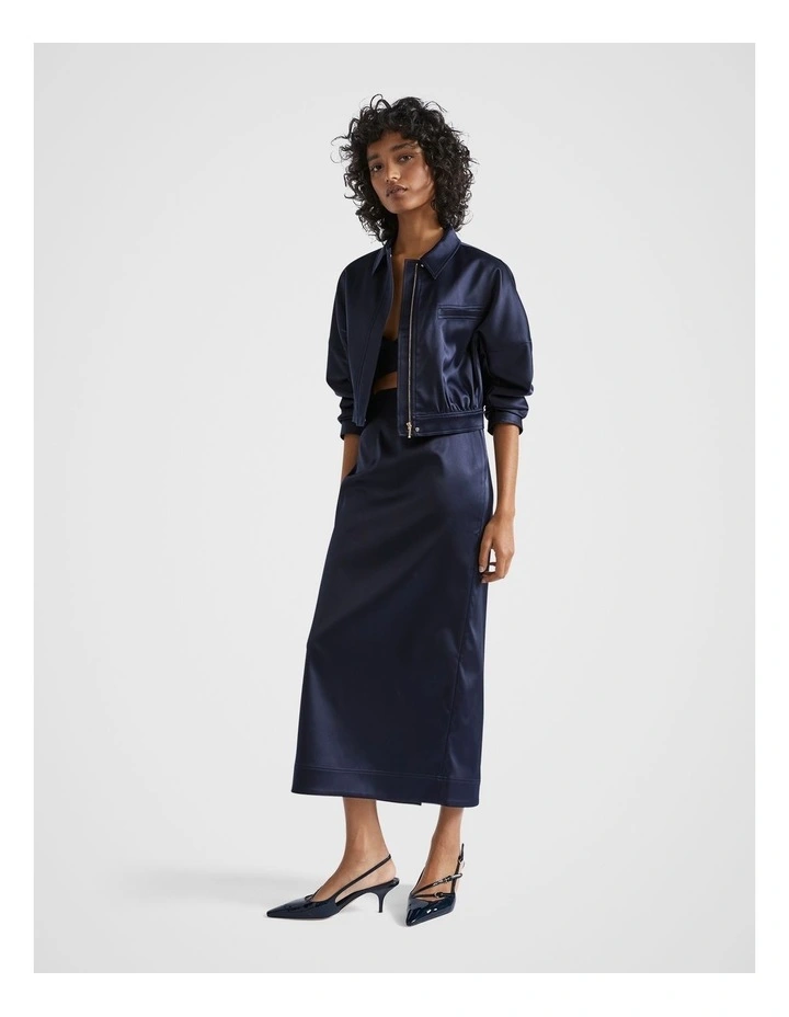 Seed Heritage Satin Bomber Jacket In Midnight Sky | MYER