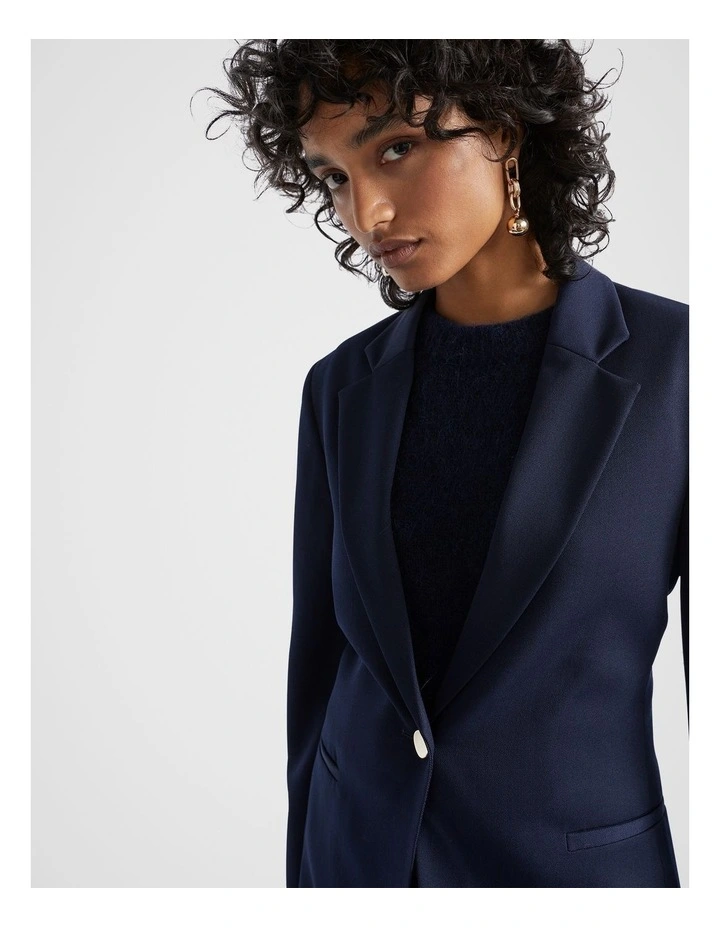 Seed Heritage Wool Blend Button Blazer In Midnight Sky | MYER
