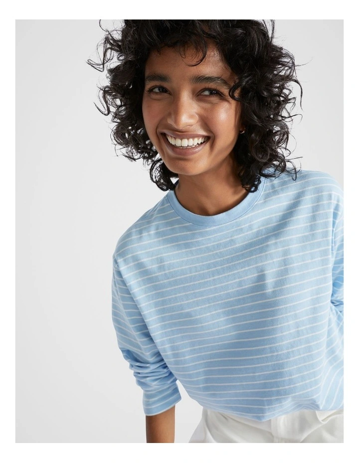Seed Heritage Long Sleeve Stripe Top in Capri Stripe | MYER