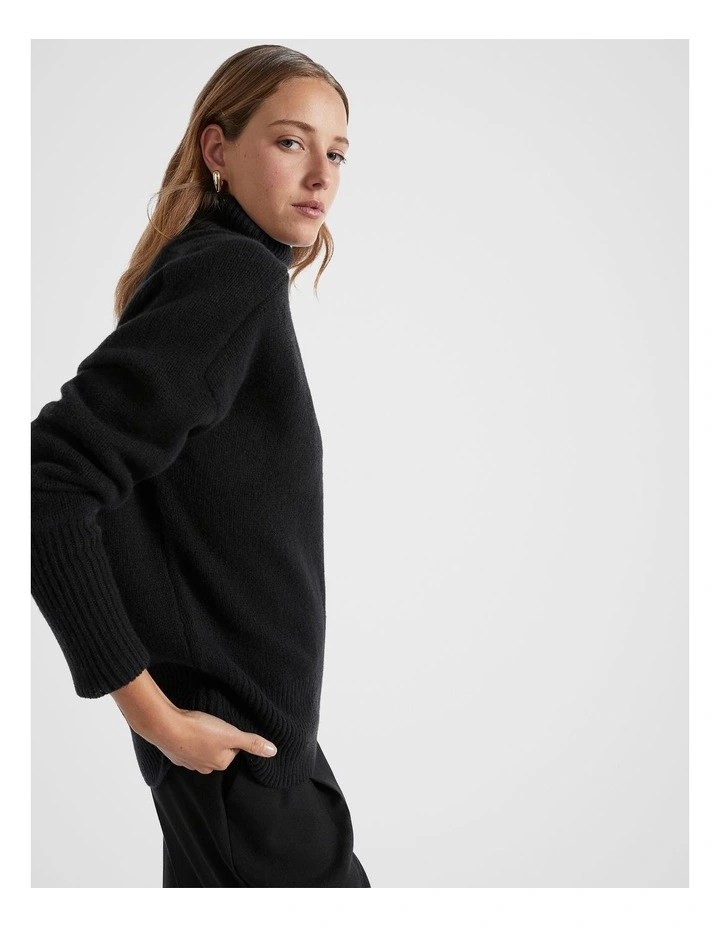 Seed Heritage Merino Wool Roll Neck Top In Black | MYER