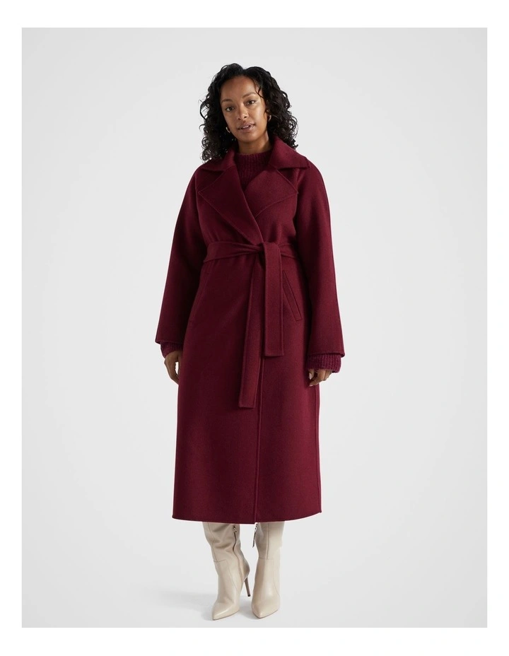 Seed Heritage Wool Blend Tie Coat in Boysenberry Marle | MYER