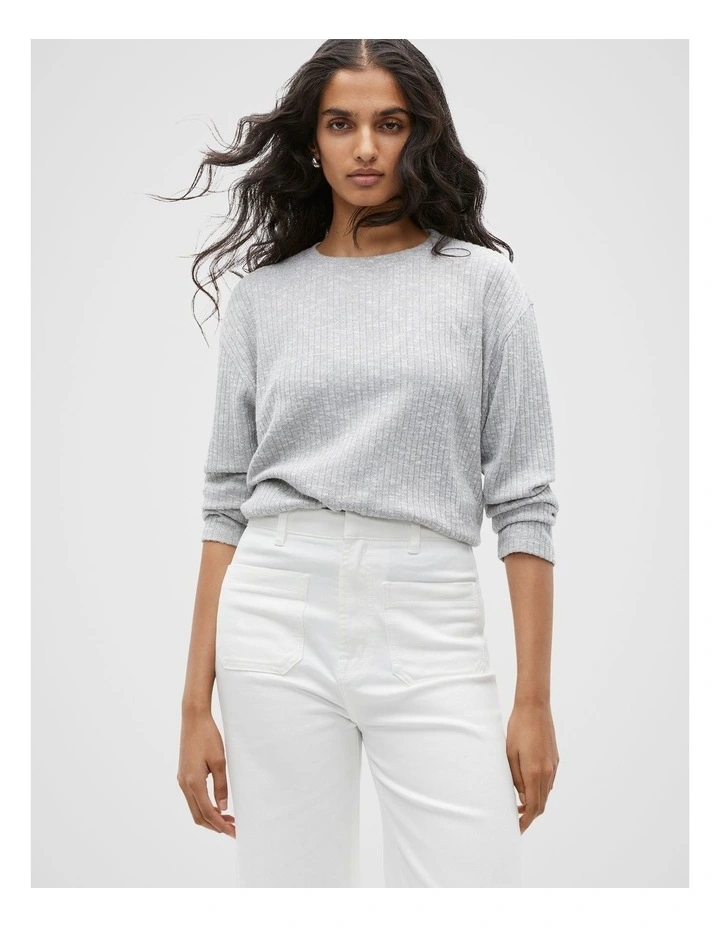 Seed Heritage Supersoft Variegated Rib Top in Silver Marle | MYER