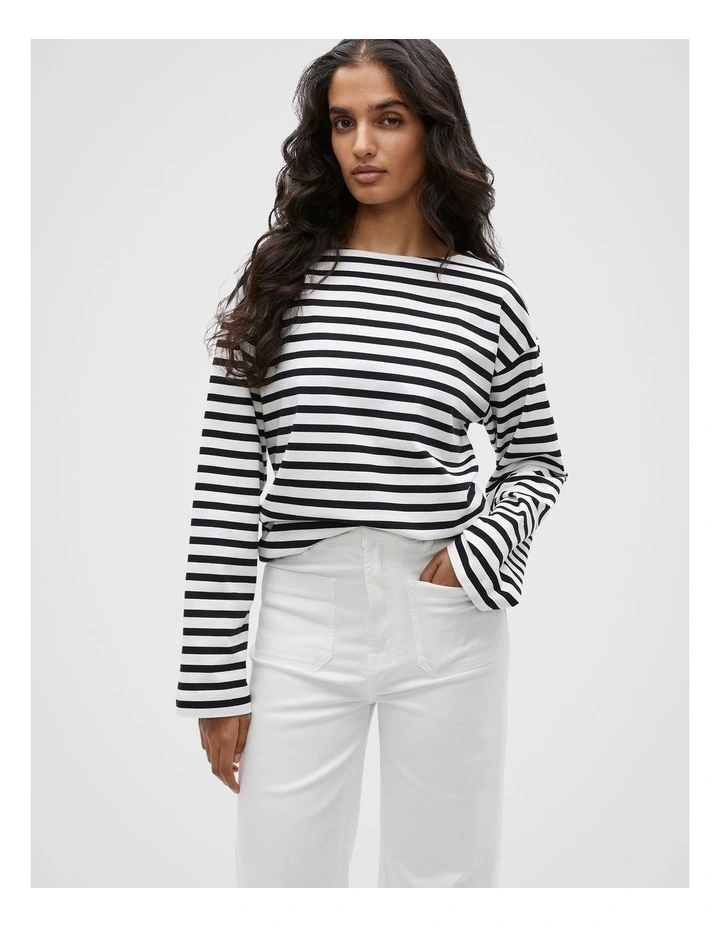 Seed Heritage Oversized Stipe Top in Mono Stripe | MYER