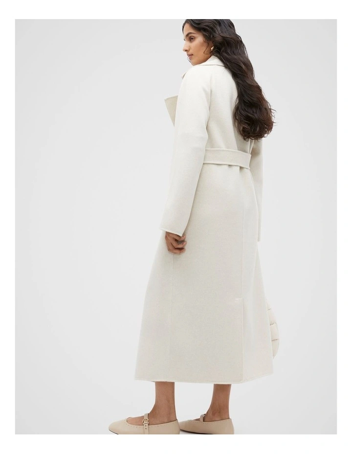 Seed Heritage Wool Blend Tie Coat in Vanilla Cream Marle | MYER