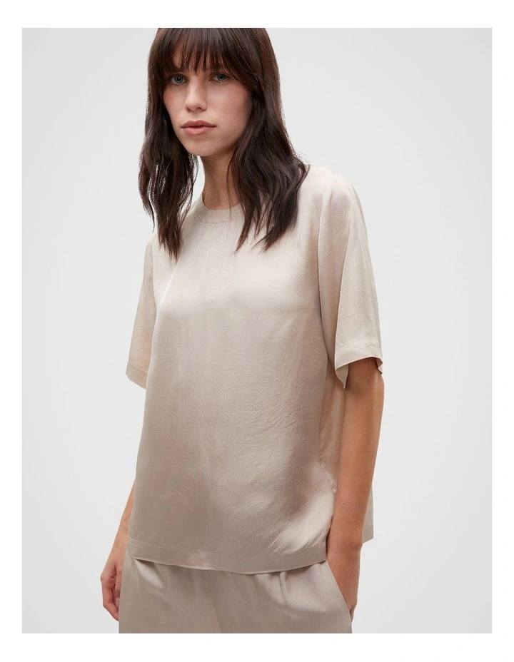 Seed Heritage Textured Satin Tee in Cool Sand | MYER