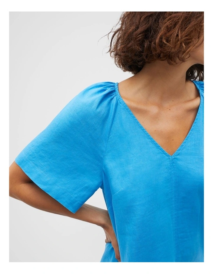 Seed Heritage Linen V Neck Flutter Sleeve Mini Dress in Amalfi | MYER