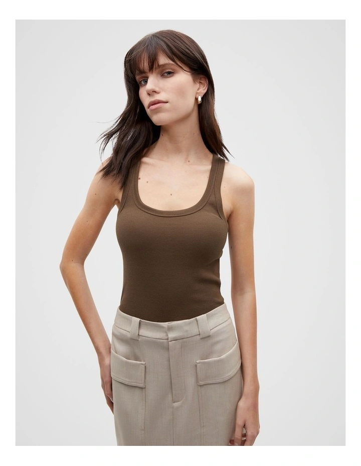 Seed Heritage Australian Cotton Rib Tank in Dark Praline | MYER
