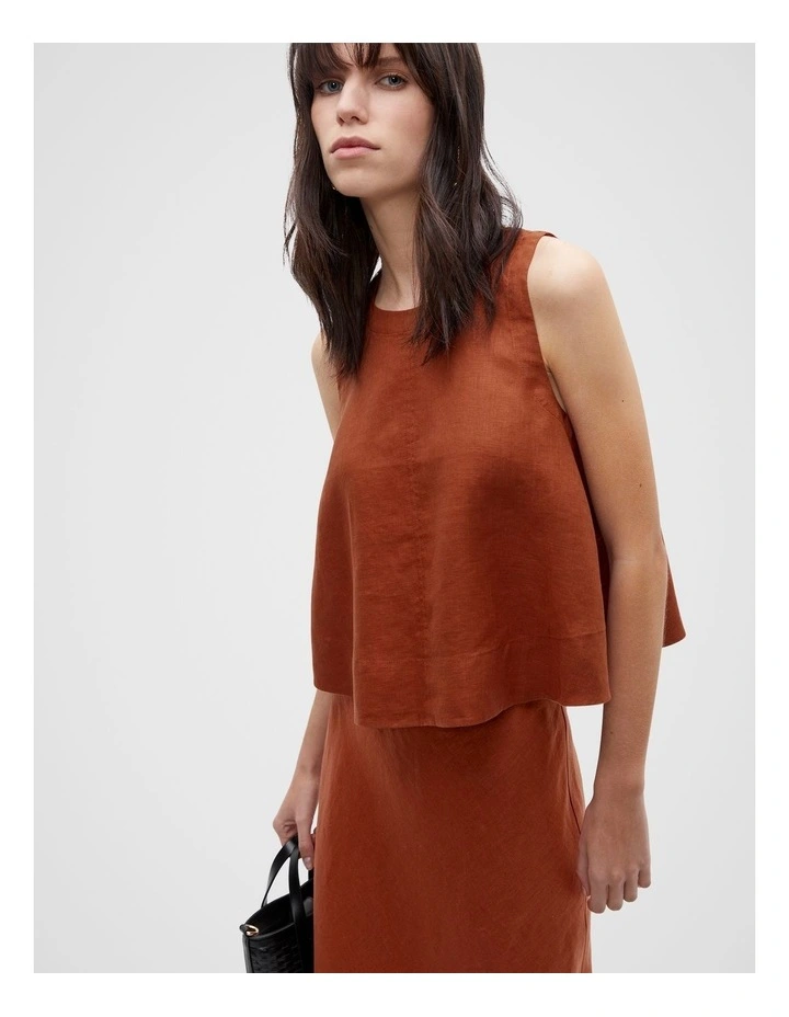 Seed Heritage Core Linen Shell Top in Russet | MYER