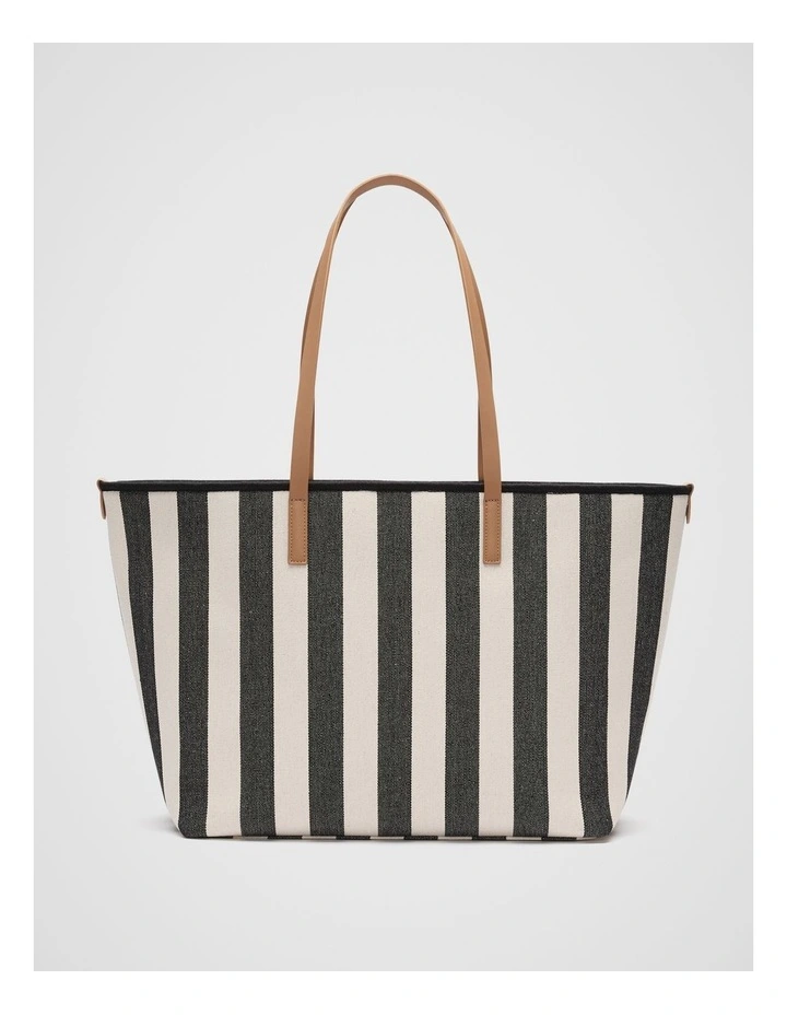 Seed Heritage Stripe Large Fabric Tote Bag in Black Stripe | MYER