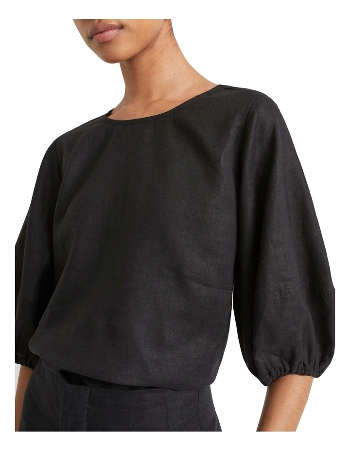 Seed Heritage Core Linen Balloon Sleeve Top | MYER