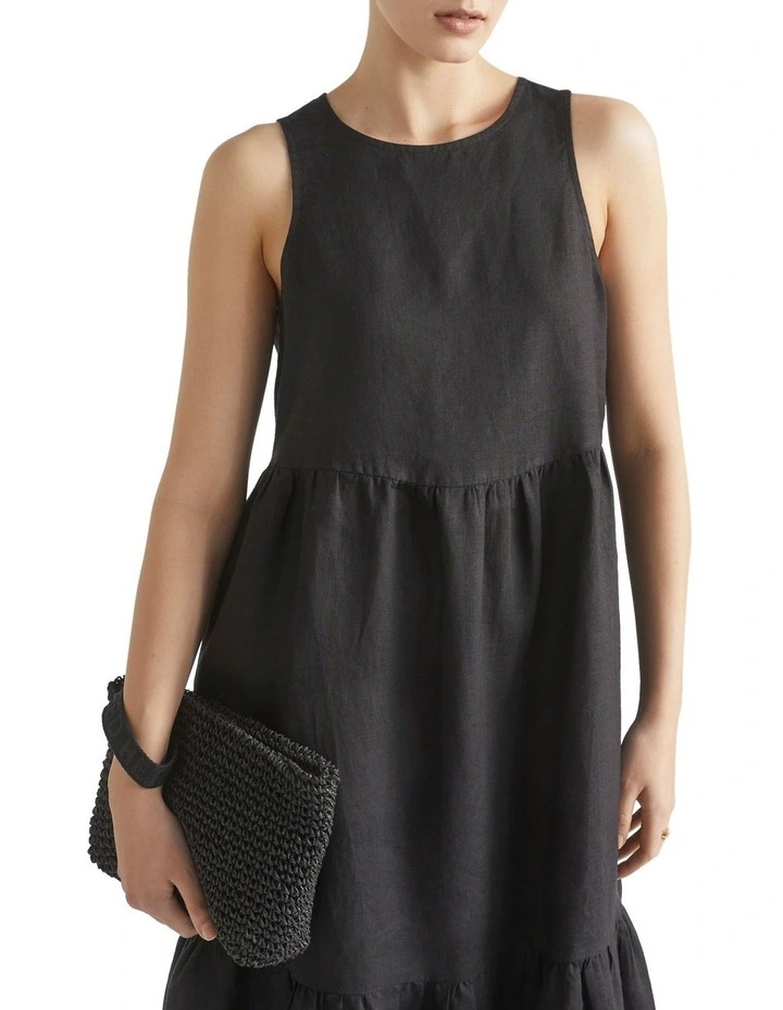 Seed Heritage Core Linen Midi Dress in Black | MYER