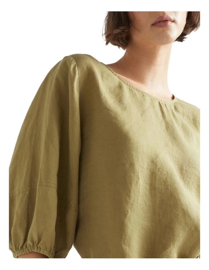 Seed Heritage Core Linen Balloon Sleeve Top | MYER