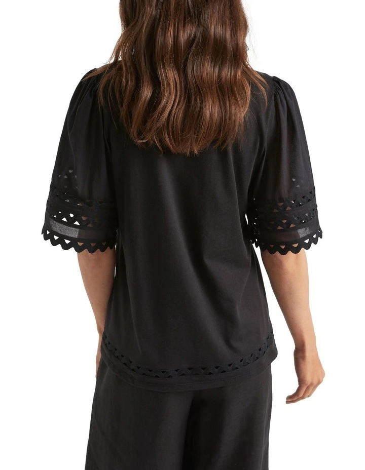Seed Heritage Voile Sleeve Rik Rak Tee | MYER