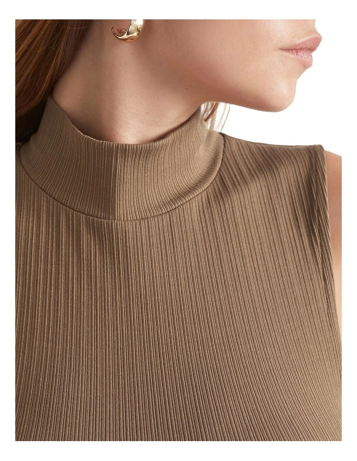 Seed Heritage Mock Neck Rib Top in Deep Brass | MYER