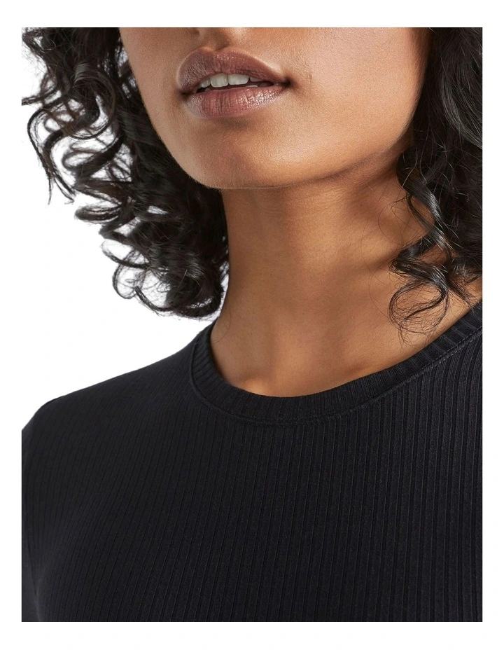 Seed Heritage Core Rib Crew Neck Top in Black | MYER