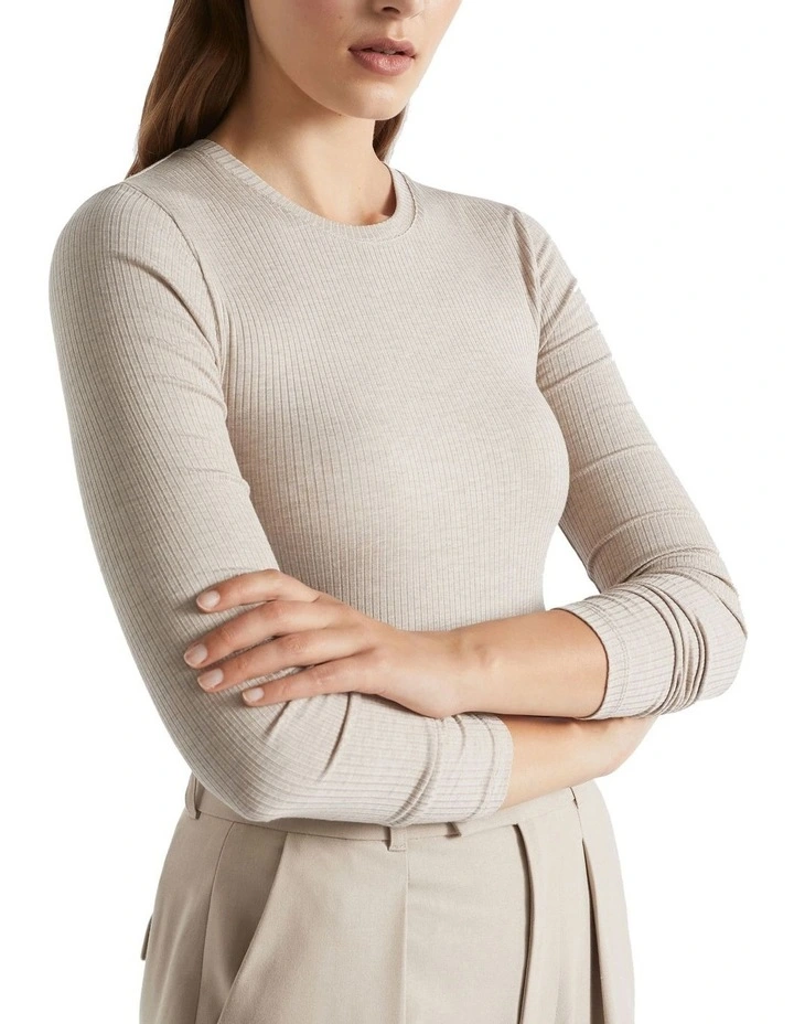 Seed Heritage Core Rib Crew Neck Top in Grey | MYER