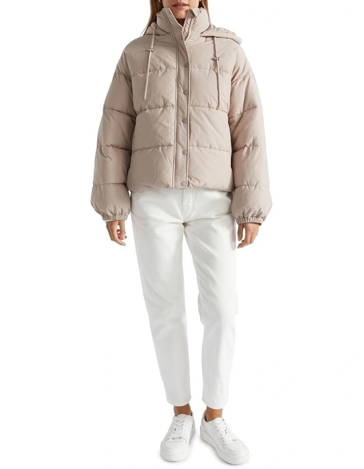 Seed Heritage Hooded Puffer Jacket in Beige | MYER