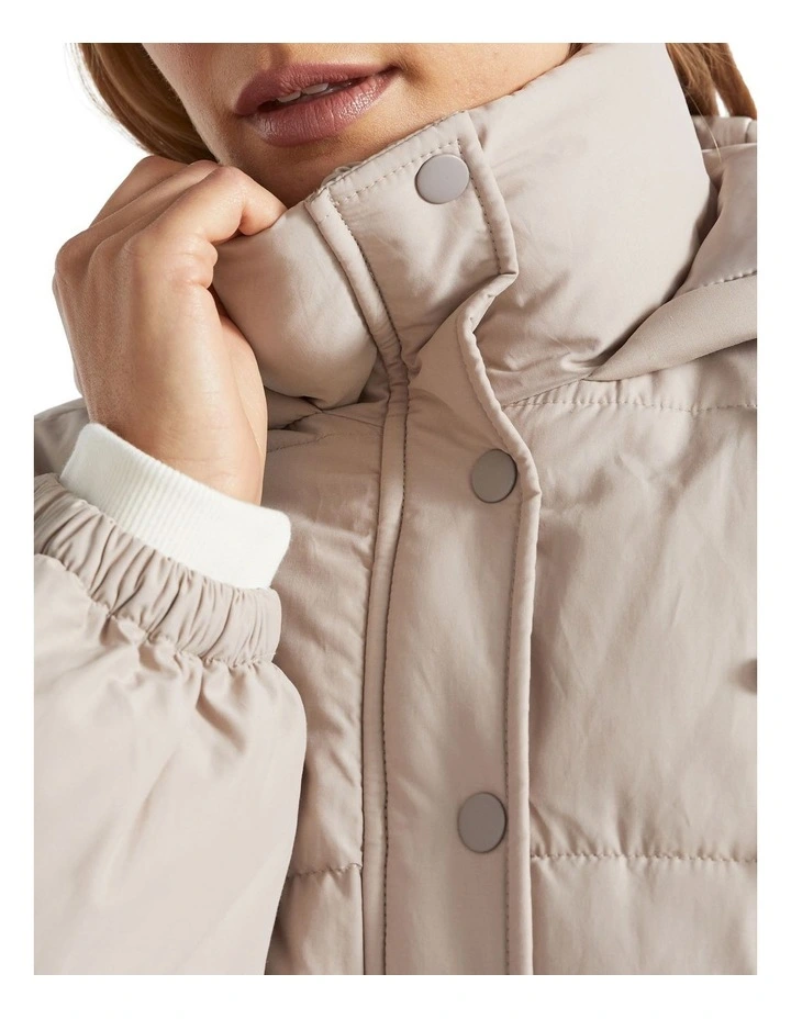 Seed Heritage Hooded Puffer Jacket in Beige | MYER