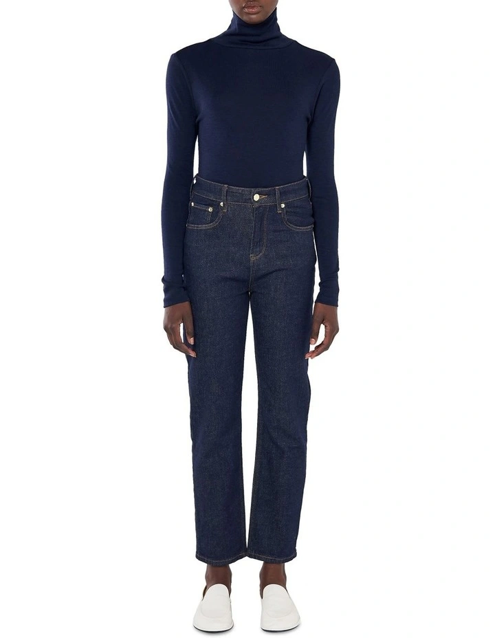 Skin and Threads Merino Wool Slim Fit Skivvy in Navy | MYER