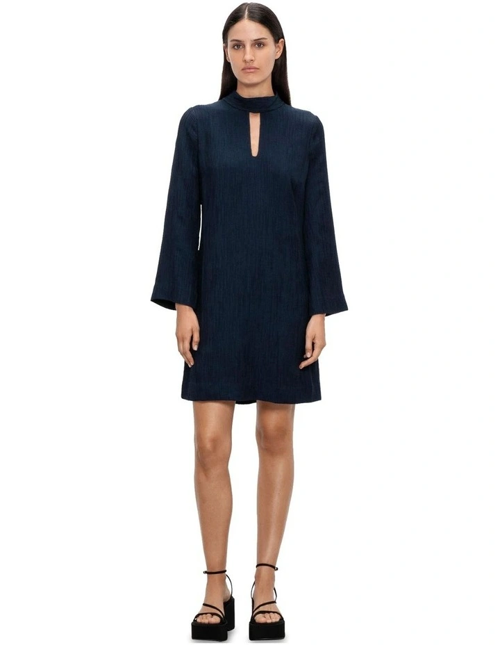 Veronika Maine Crinkle Weave Trapeze Mini Dress in ink | MYER