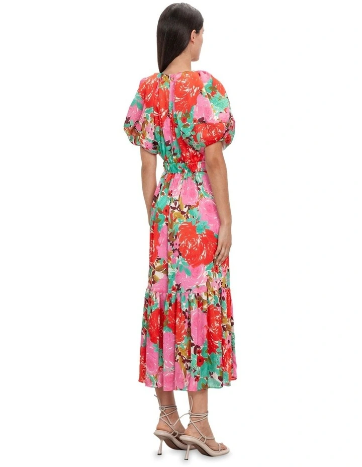 Veronika Maine Majorca Lantern Sleeve Midi Dress in Multi | MYER