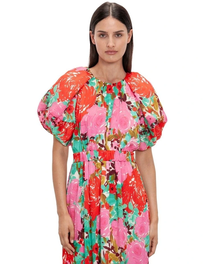 Veronika Maine Majorca Lantern Sleeve Midi Dress in Multi | MYER