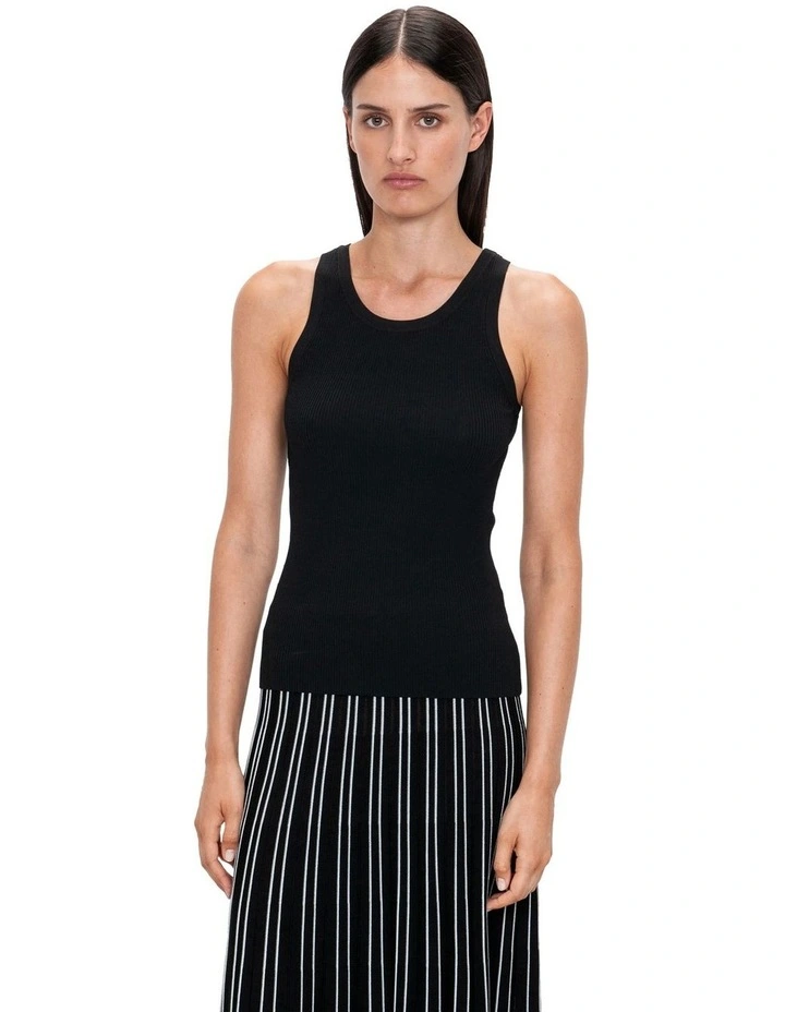 Veronika Maine Ribbed Knit Tank in Black | MYER