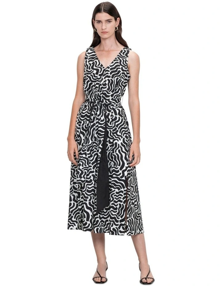 Veronika Maine Riviera Trapeze Sundress in Black/Cream | MYER