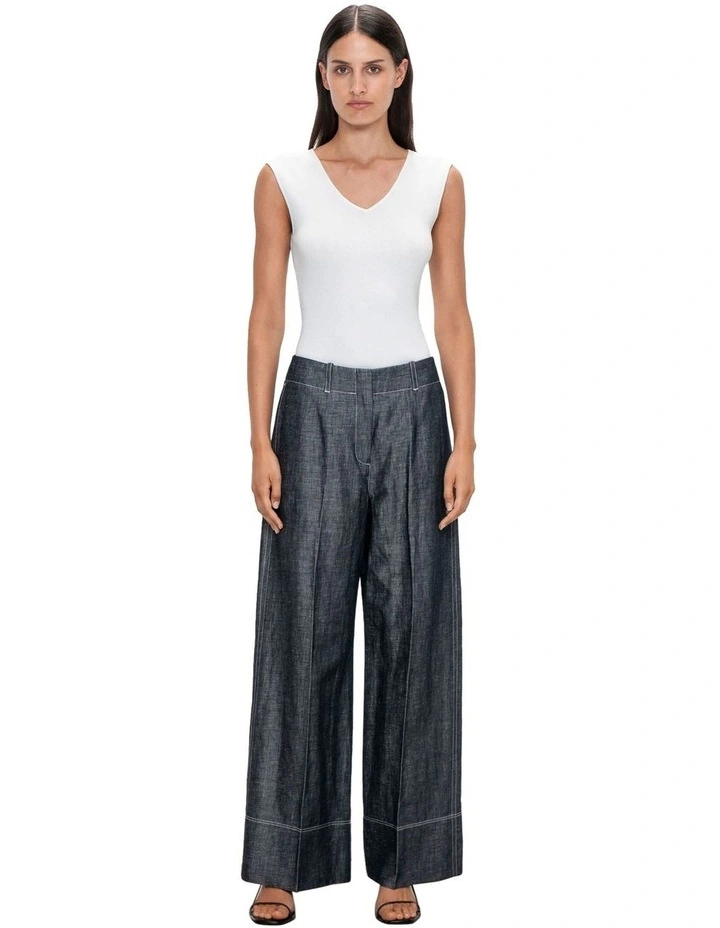 Veronika Maine Linen Denim Pant In Charcoal Melange | MYER