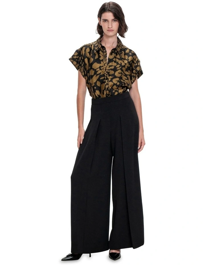 Veronika Maine Gilded Leopard Shirt in Black Gold | MYER