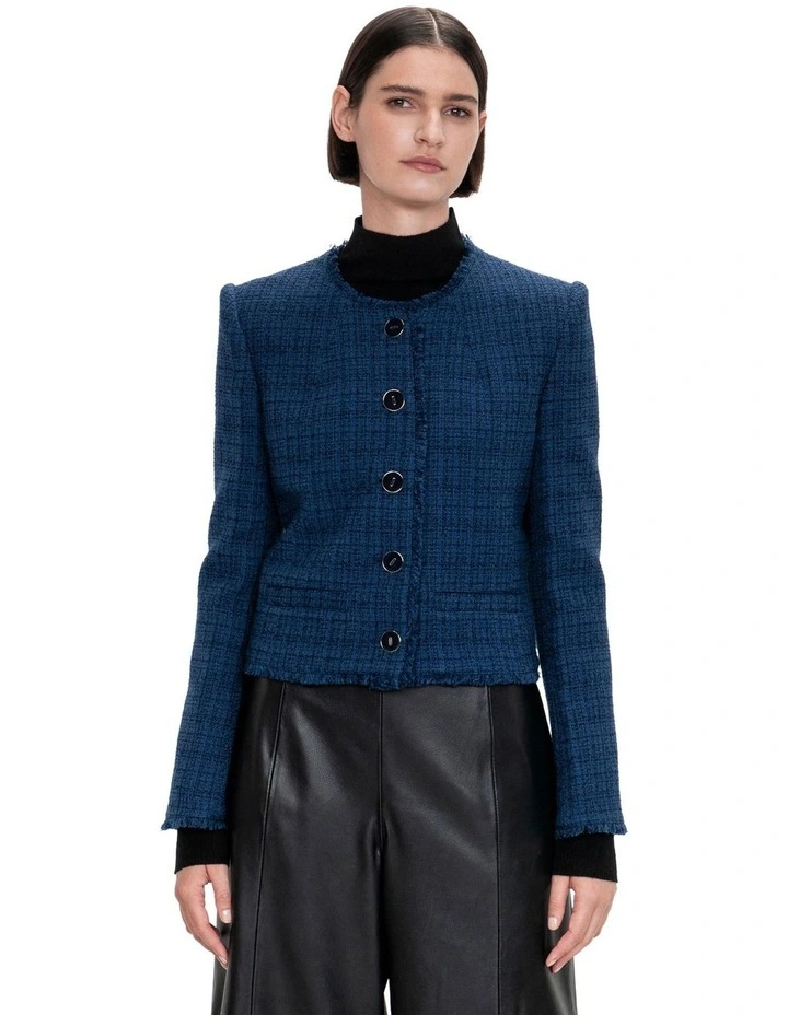 Veronika Maine Modern Tweed Jacket in Indigo | MYER