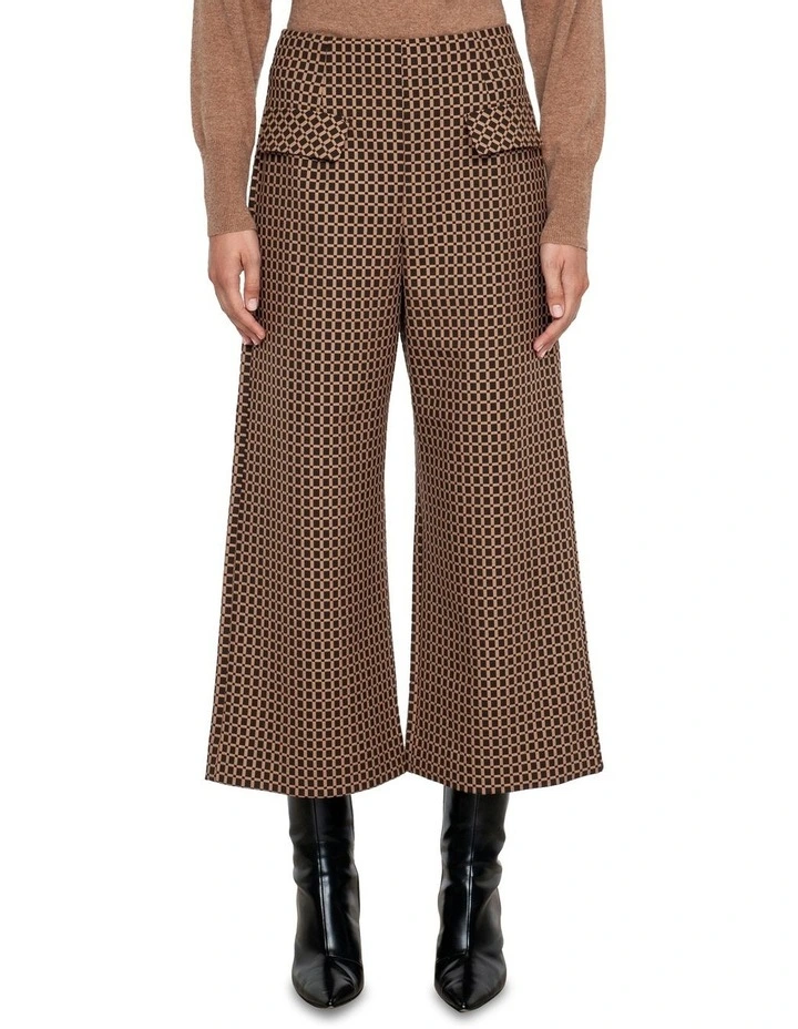 Veronika Maine Deco Check Cropped Pants in Chocolate | MYER