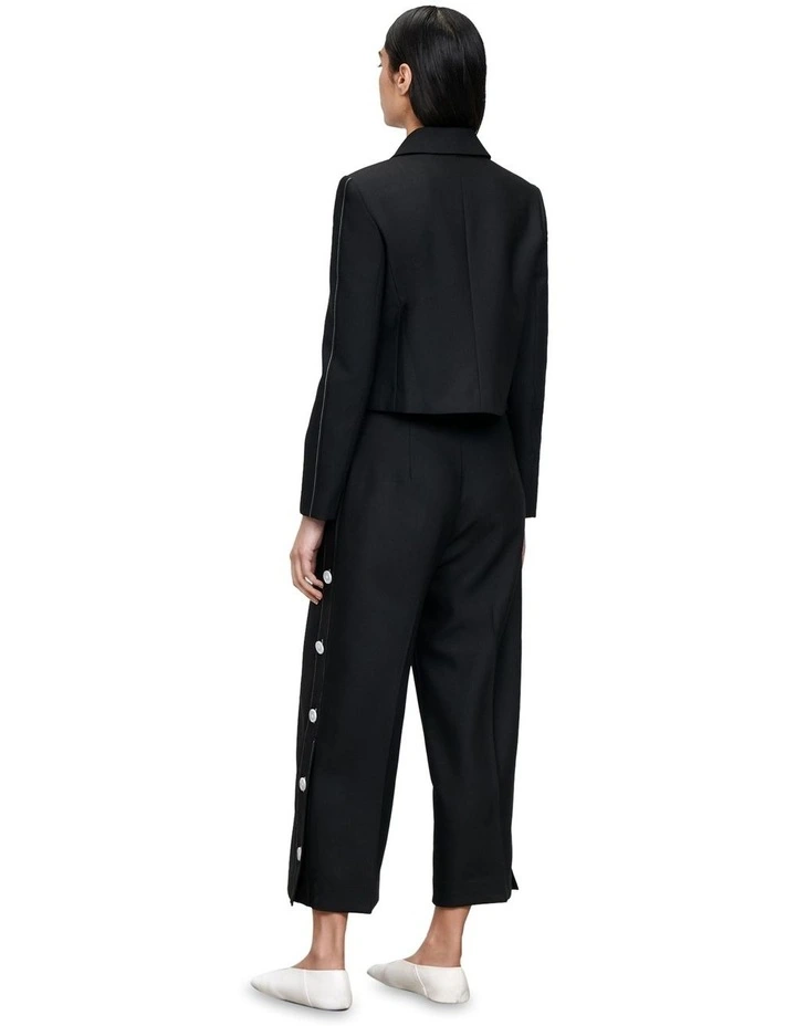 Veronika Maine European Stretch Cropped Button Pant in Black | MYER