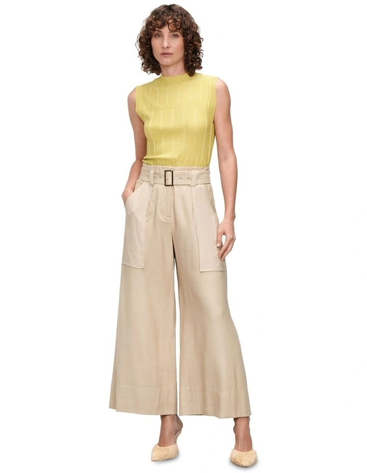 Veronika Maine Sandwashed Viscose Belted Cropped Pant in Bamboo | MYER