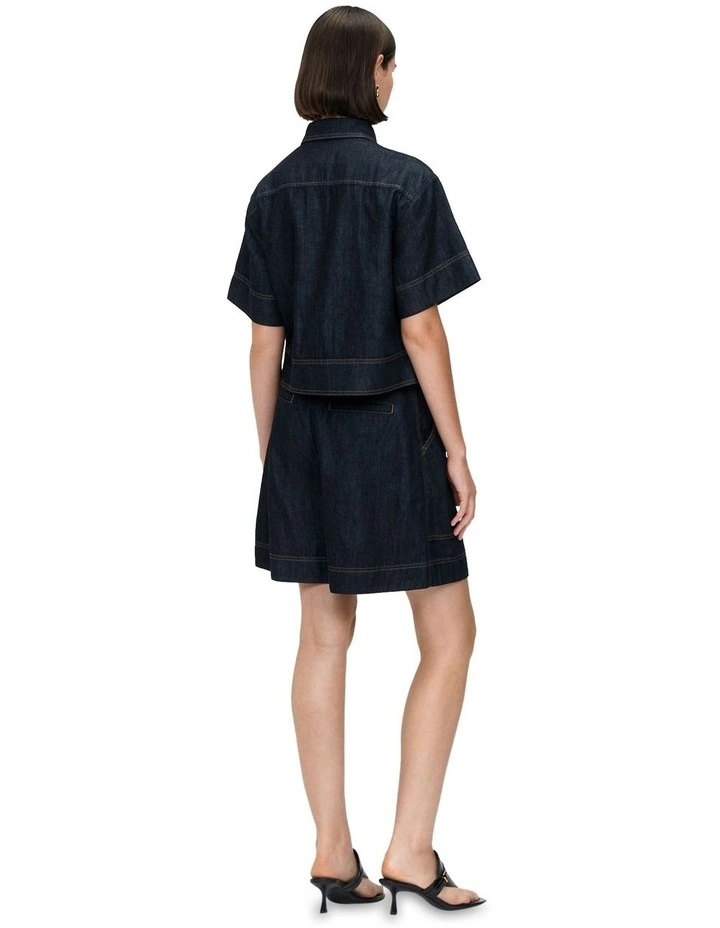 Veronika Maine Tencel Denim Shirt in Dark Indigo Wash | MYER