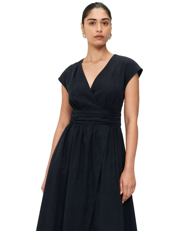 Veronika Maine Washed Tencel Viscose Wrap Dress in Ink | MYER