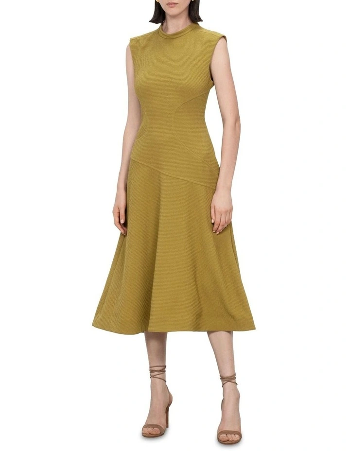 Veronika Maine Textured Abstract Dress in Cumin MYER