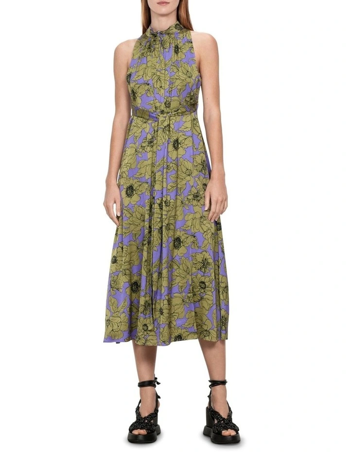 Veronika Maine Floating Floral High Neck Dress in Amethyst | MYER