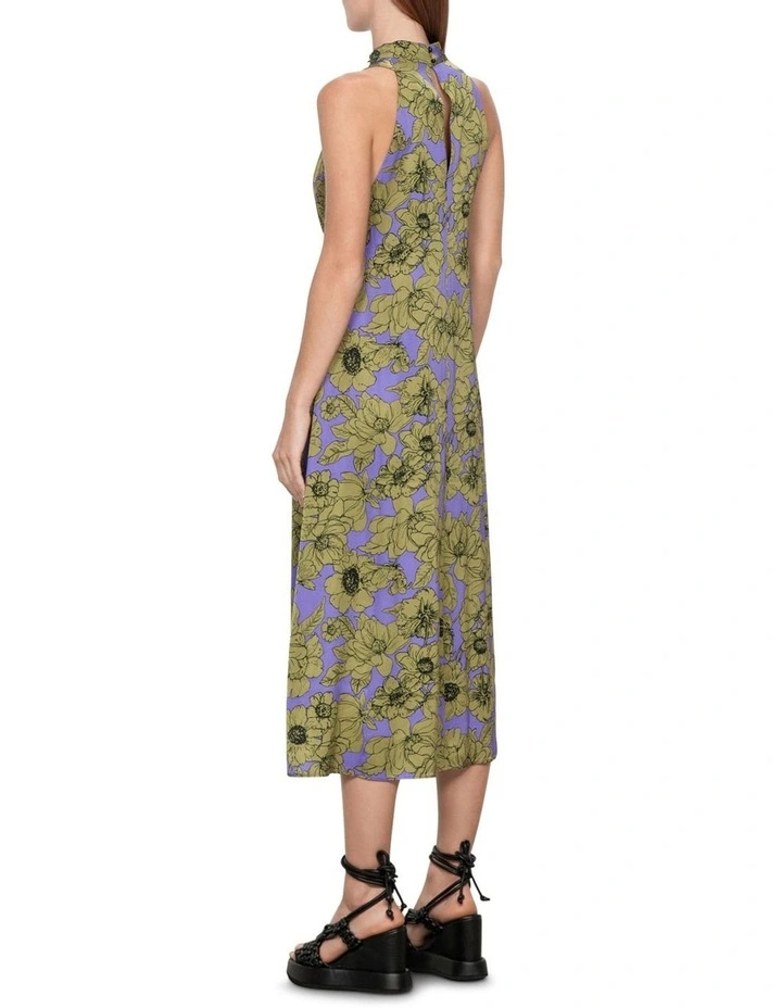 Veronika Maine Floating Floral High Neck Dress in Amethyst | MYER