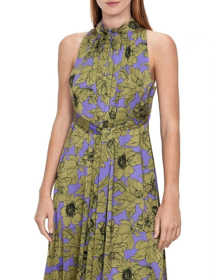 Veronika Maine Floating Floral High Neck Dress in Amethyst | MYER