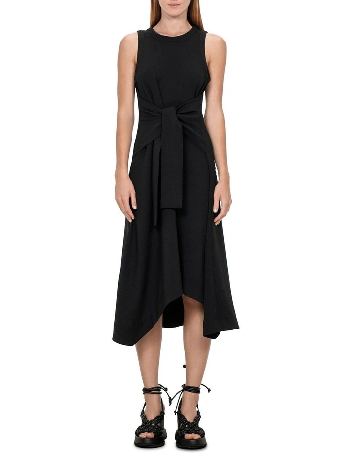 Veronika Maine Washed Crepe Tie Front Dress in Black | MYER