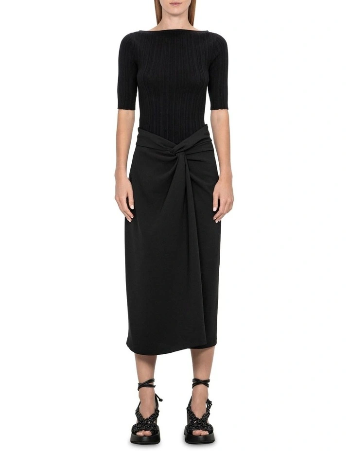 Veronika Maine Washed Crepe Twist Pencil Skirt in Black | MYER