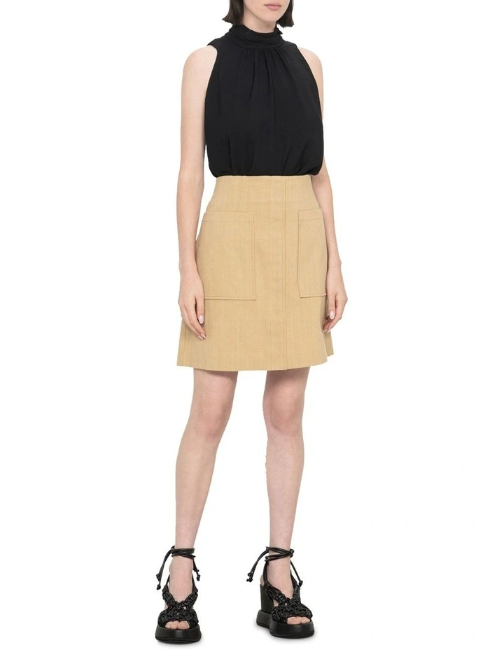 Veronika Maine Airy Twill Drape Neck Top in Black | MYER