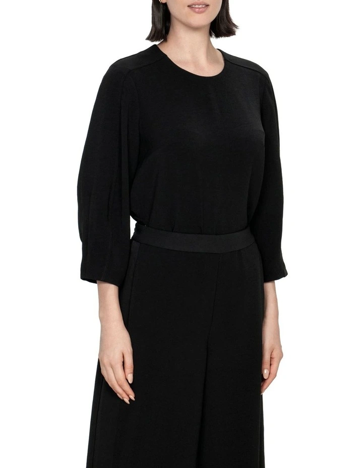 Veronika Maine Washed Crepe Folded Front Top in Black | MYER